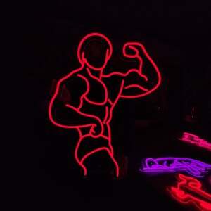 Athlete Neon Sign, Sportsman Neon Light, Man With Muscles Led Night ...