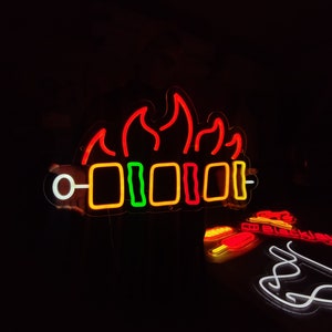 Barbecue Neon Sign, Kebab Led Sign, Hot Meat Neon Light, BBQ Led Light ...