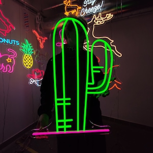 Сactus Neon Sign, Cactus in the Desert Led Light, Houseplant Led Sign ...