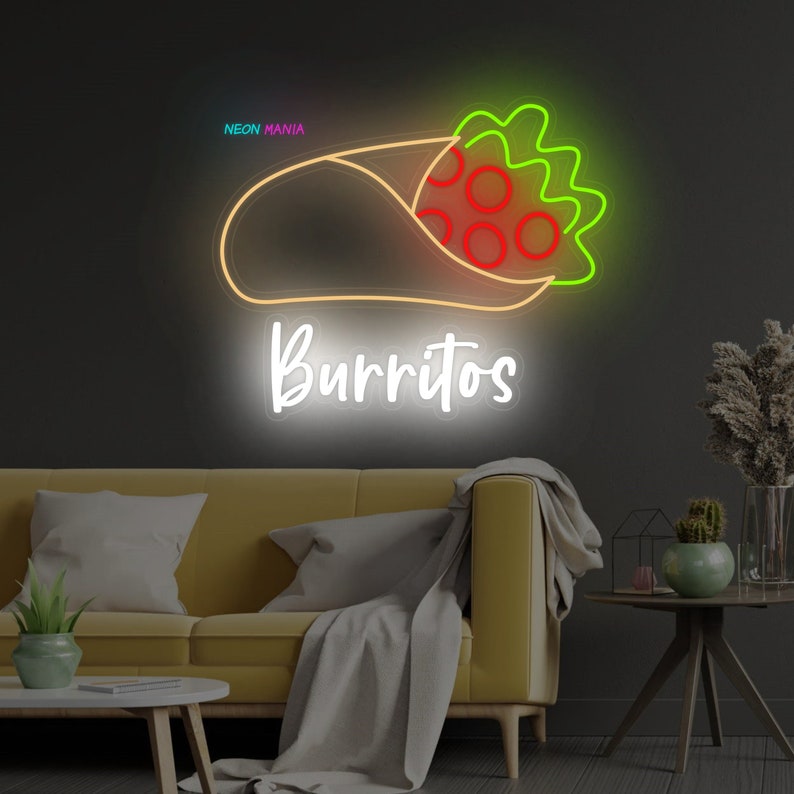 Burritos Neon Sign Shawarma Led Sign Pita Led Light Custom - Etsy