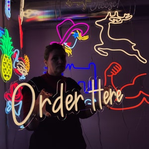 Order Here Neon Sign, Order Led Sign, Custom Sign for Your Cafe, Bar ...