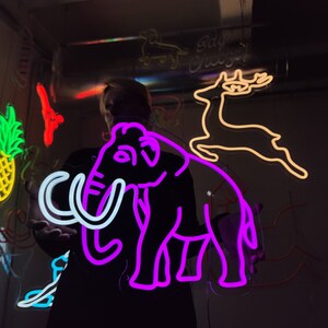 Mammoth Neon Sign, Animal Light Sign, Zoo Animal Led Neon, Circus Decor ...