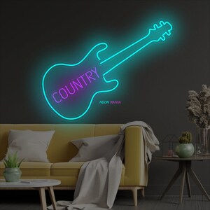 Country Neon Sign, the Guitar Led Sign, Western Decor Sign, Custom Bar ...