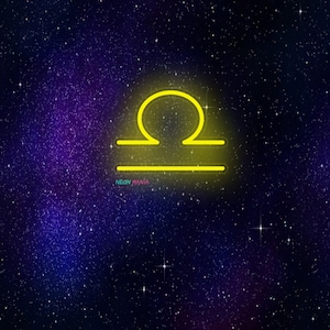 Libra Zodiac Symbol Neon Sign, Zodiac Sign Led Light, the Balance Neon ...