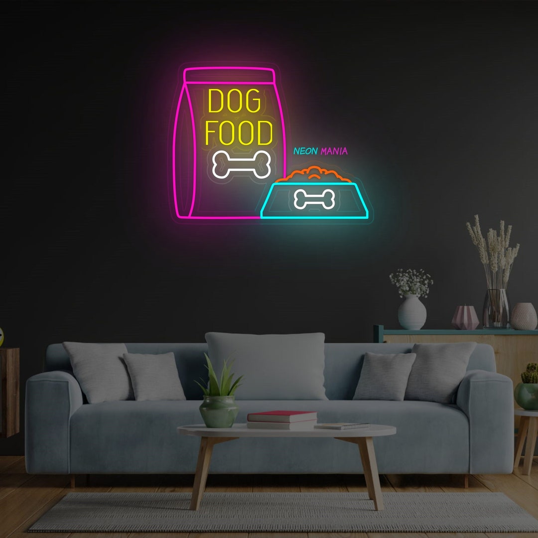 Dog Food Neon Sign. Dog Food in a Plate Led Neon. Pet Shop Led Decor ...
