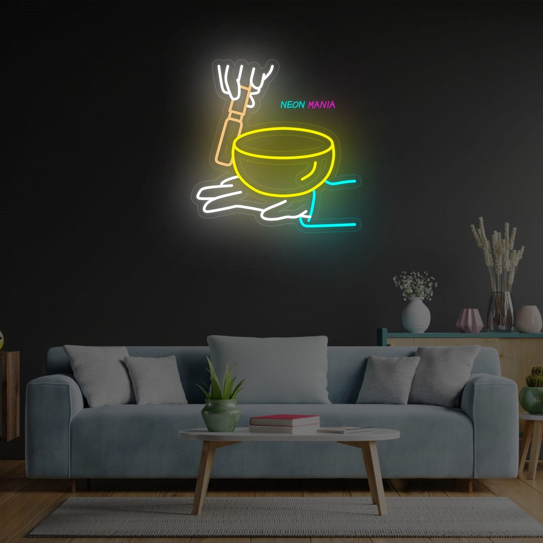 Singing Bowl Neon Sign: Light up Your Yoga Studio. Sound Bath Led Light ...