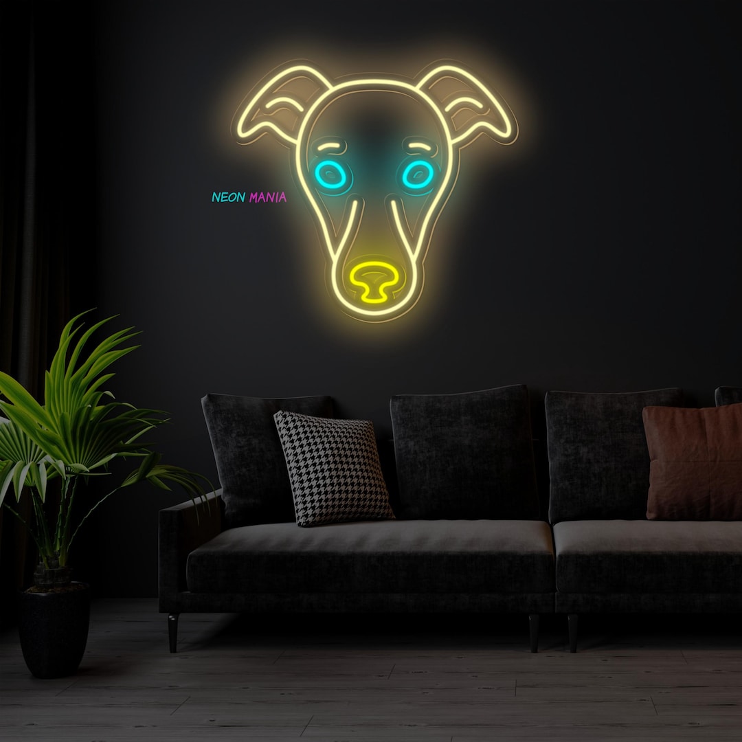 Whippet Neon Sign. Whippet’s Face Sign. Dog Led Sign. Custom Gift for ...