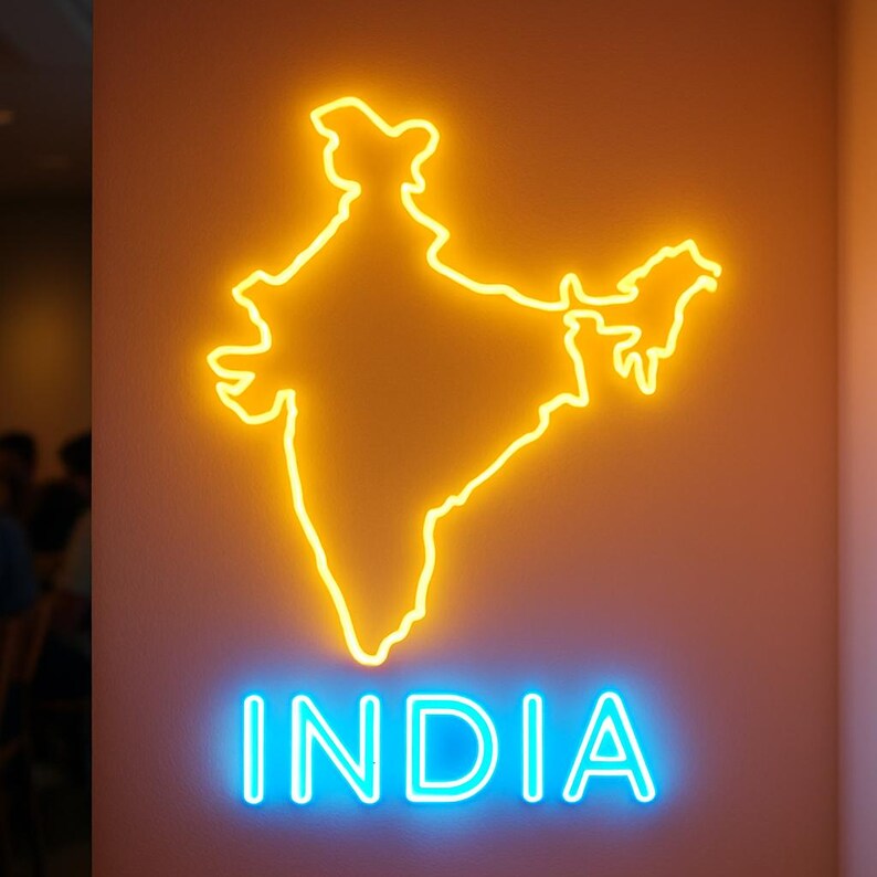 India Map Neon Sign, Republic of India Led Neon, Custom Country South ...