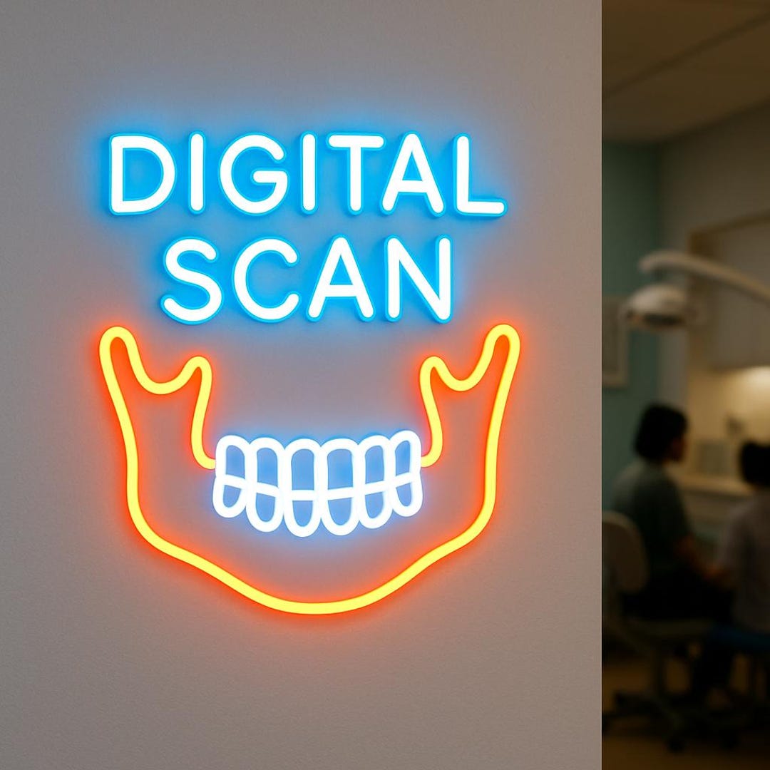 Digital Scan and Jaw Neon Sign. Medicine Light. Dentistry Led Sign ...