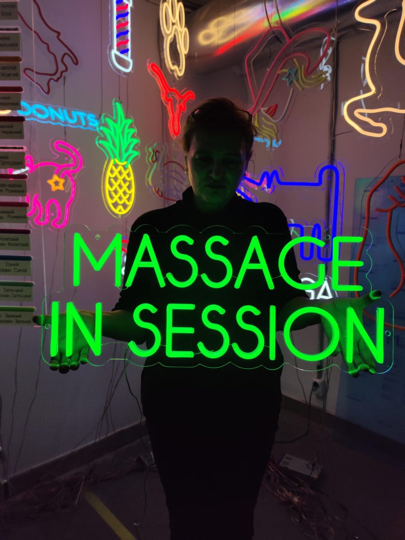 Massage in Session Neon Sign: Light up Your Massage Salon. Spa Salon ...