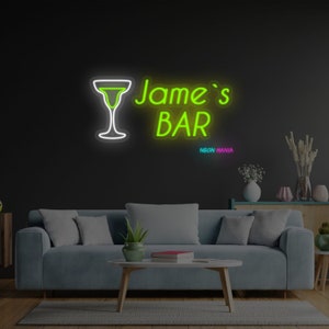 Personalised Bar Neon Sign: Light up Your Bar. Custom Bar Led Sign ...