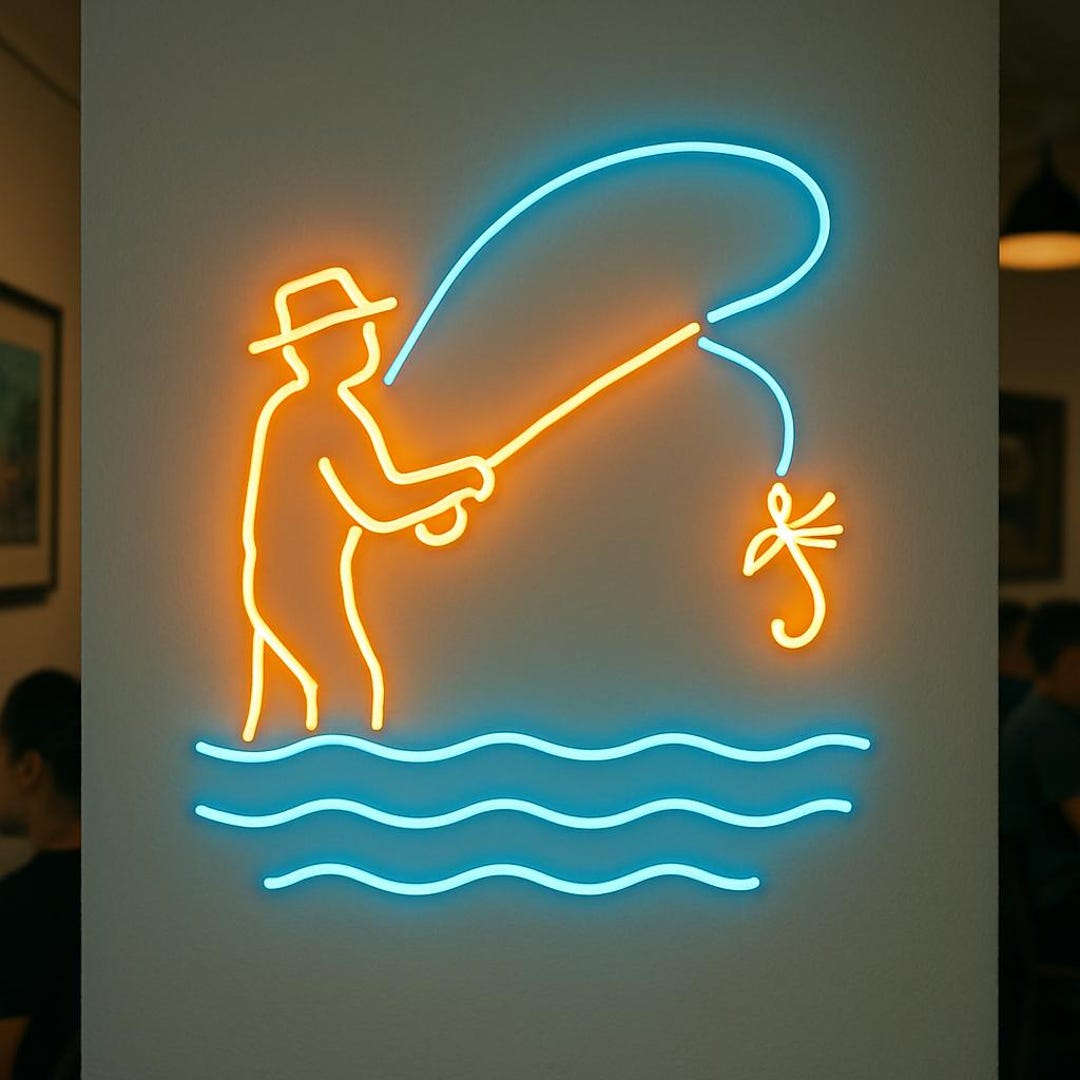 Fly Fishing Neon Sign. Fishing Shops and Showrooms Equipment Light ...