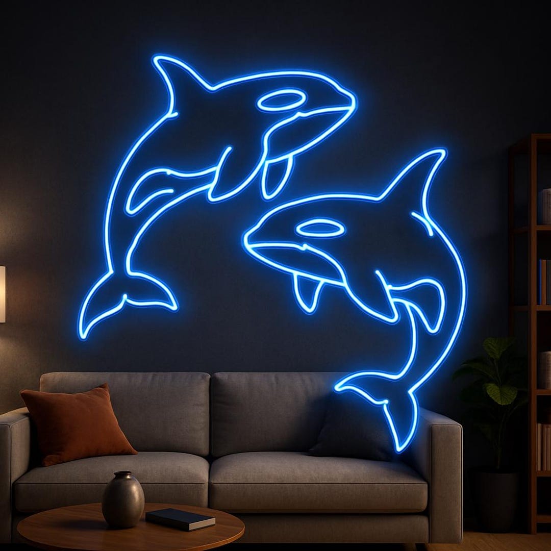 Killer Whale Neon Sign. Seaworld Led Lights. Blue Killer Whale Led Neon ...