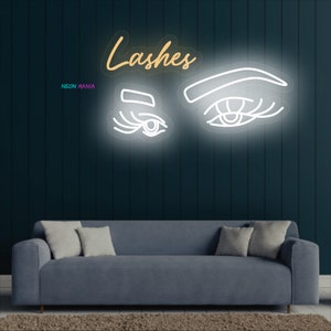 Lashes Neon Sign, Beauty Salon Led Neon Sign, Makeup Light Up, Custom ...