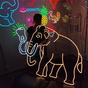 Mammoth Neon Sign, Animal Light Sign, Zoo Animal Led Neon, Circus Decor ...
