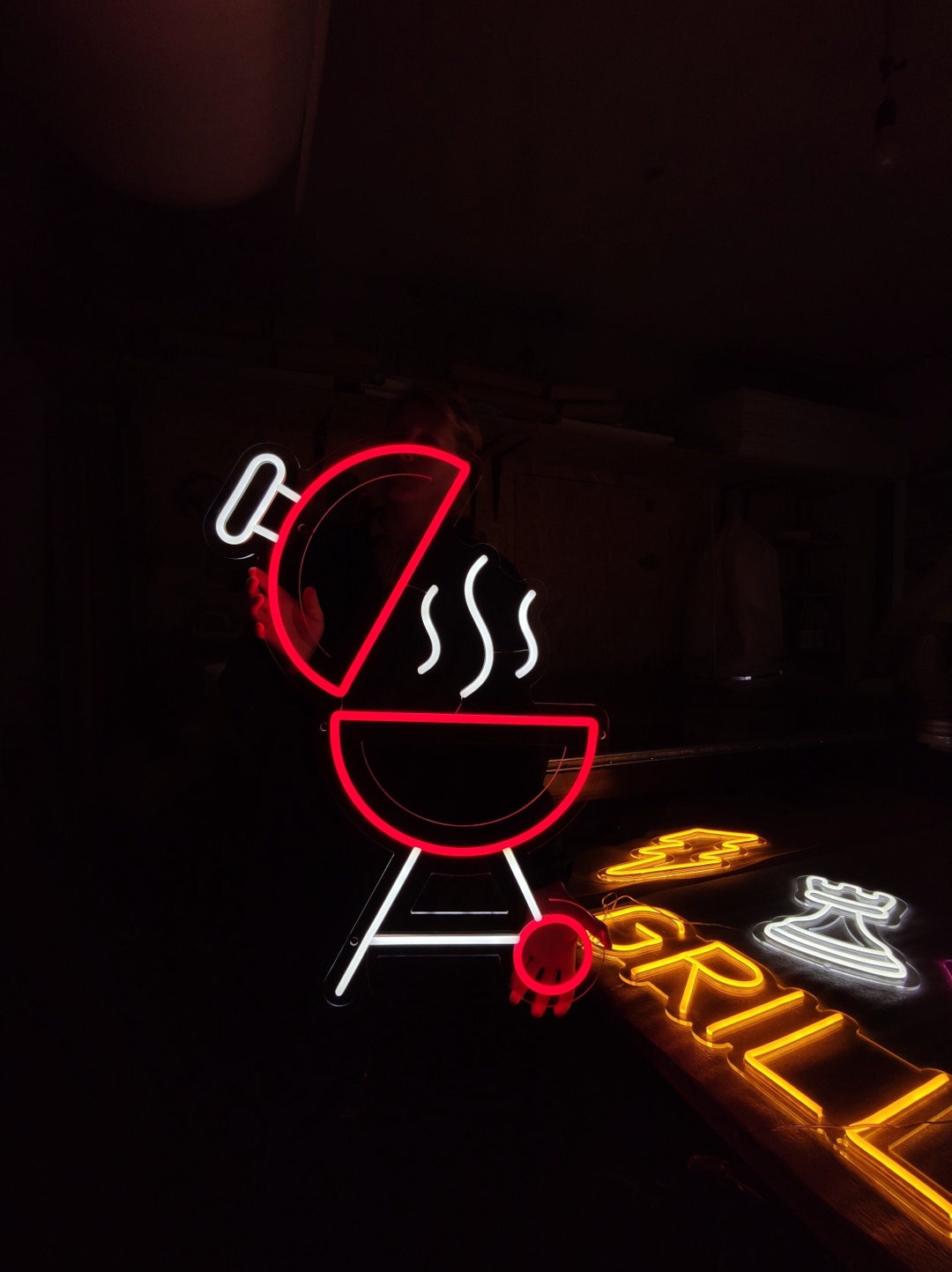 Grill Neon Sign, Grill Led Light, BBQ Neon Light, Meat Led Sign, Wall ...