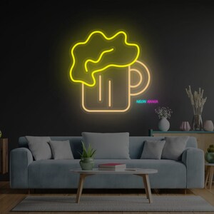 Beer Neon Sign, Beer Mug Led Sign, Drink Light Sign, Custom Bar Wall ...