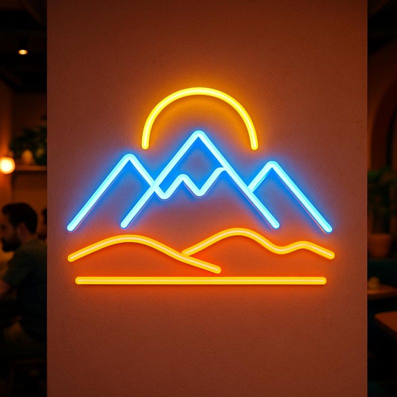 Mountains Sunset LED Neon Sign: Wall Art Home Decor - Etsy