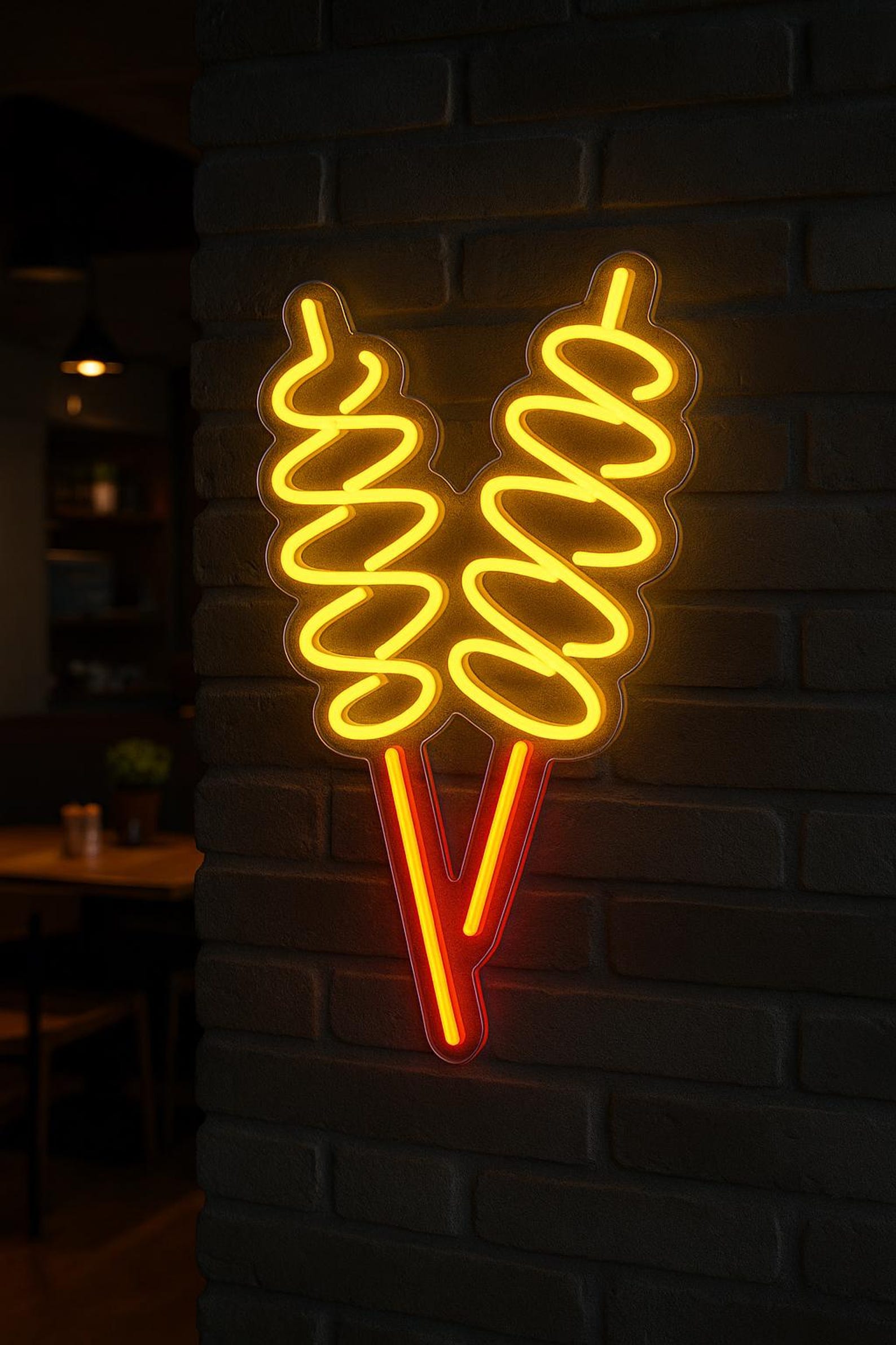 Twist Potatoes Neon Sign. Chipstick Led Neon. Tornado Fries Neon Light ...