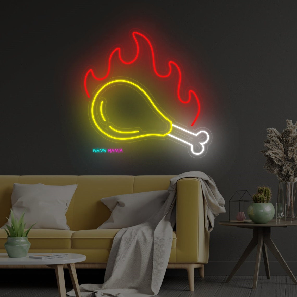 Chicken Neon Sign Chicken Leg Neon Light Fried Chicken Leg - Etsy