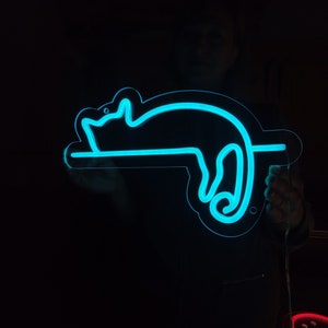Cat is Lying on the Windowsill Neon Sign, Pet Neon Light, Animal Led ...