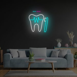 Tooth and Toothbrush Neon Sign: Light up Your Dental Clinic. Dentist ...
