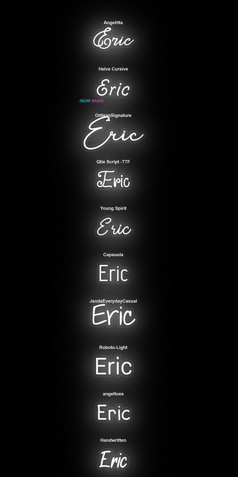 Eric Name Neon Sign Eric Led Neon Sign Custom Name Neon - Etsy