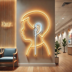 Custom Hard of Hearing Neon Sign. Child With Hearing Aid Decor ...