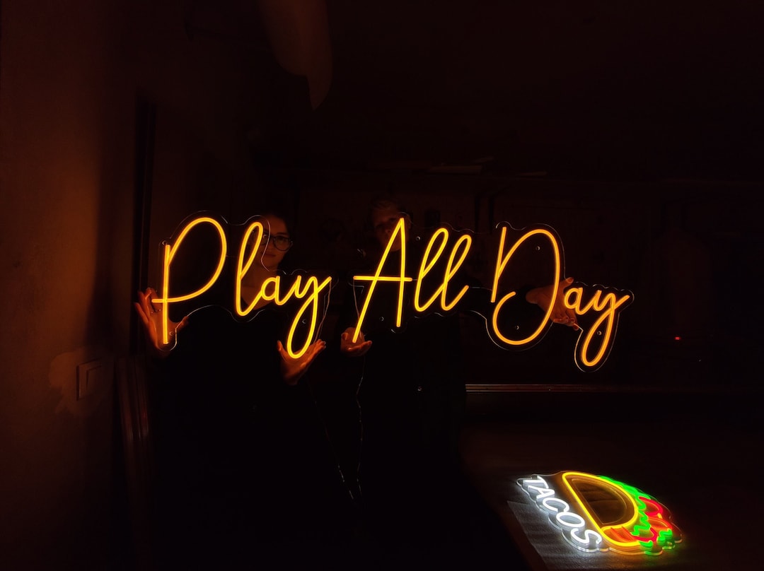 Play All Day Neon Sign, Play Led Light, Custom Kids Room Decor Light ...