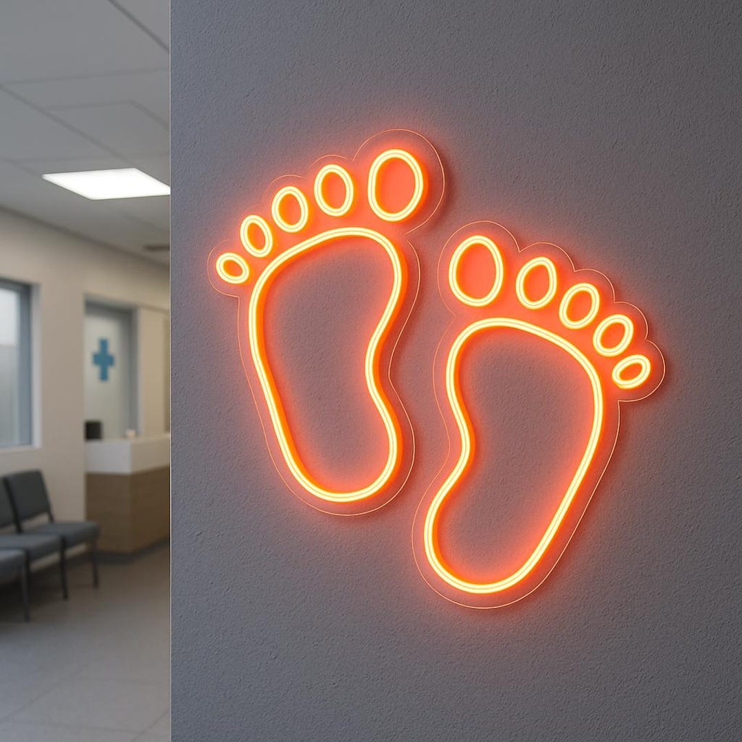 Neon Foot Sign. Feet, Foot Anatomy, Child's Foot Light Sign ...