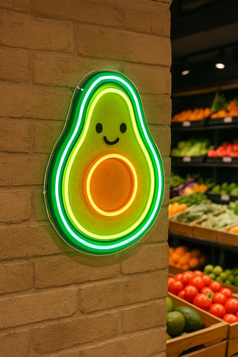 Avocado Neon Sign. Vegetable and Fruit Store LED Decor. Restaurant Neon ...