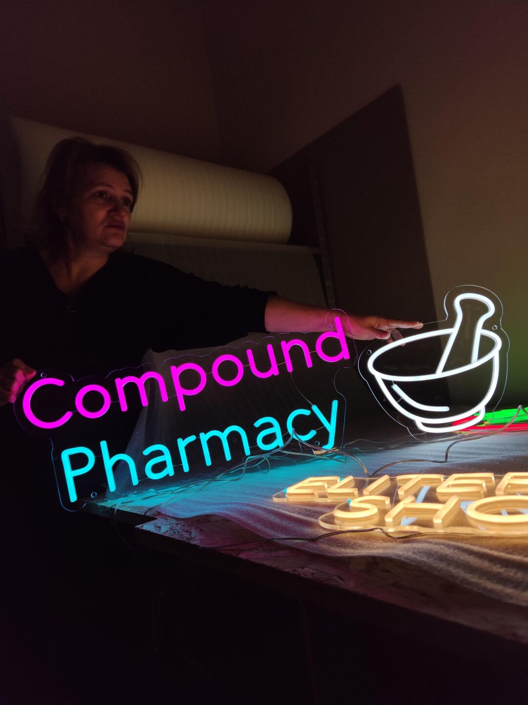 Compound Pharmacy Neon Sign: Light up Your Pharmacy. Mortar and Pestle ...