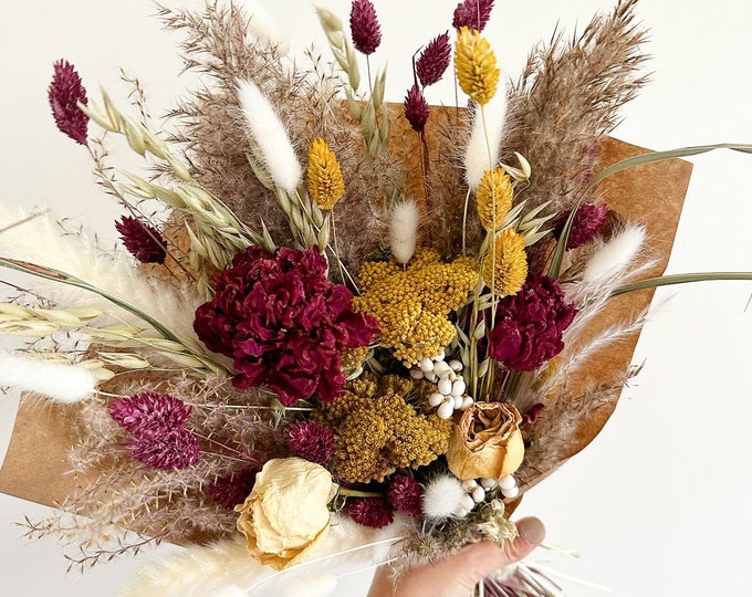 Preserved Peony Rose Flower Bouquet Dried Flower Bouquet With Wax Seal ...