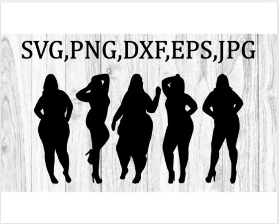 Woman SVG Plus Size Silhouettes Big Girl Tshirts Customizable Curvy ...