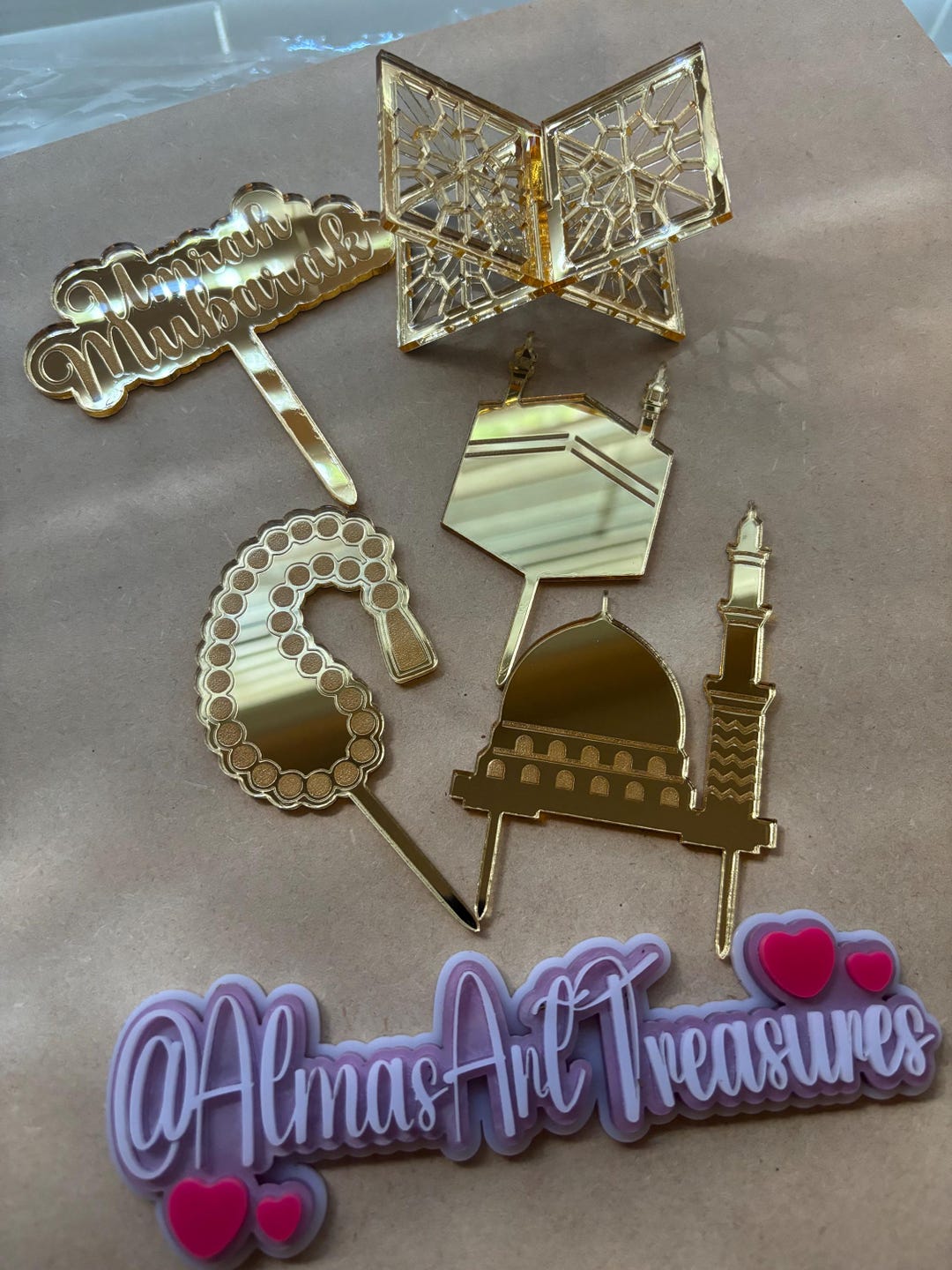 Umrah Mubarak Cake Charms, Cake Toppers Complete 5 Pcs Set | Cake ...