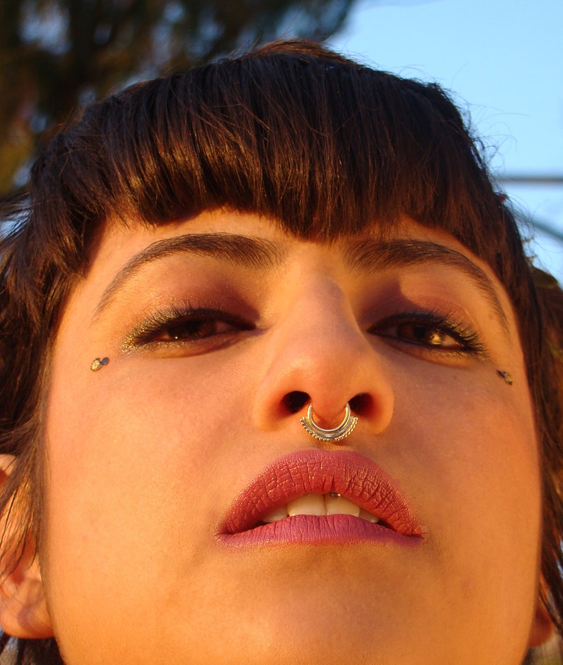 Silver Tribal Nose Ring Big Nose Ring Septum Boho Piercing Indian