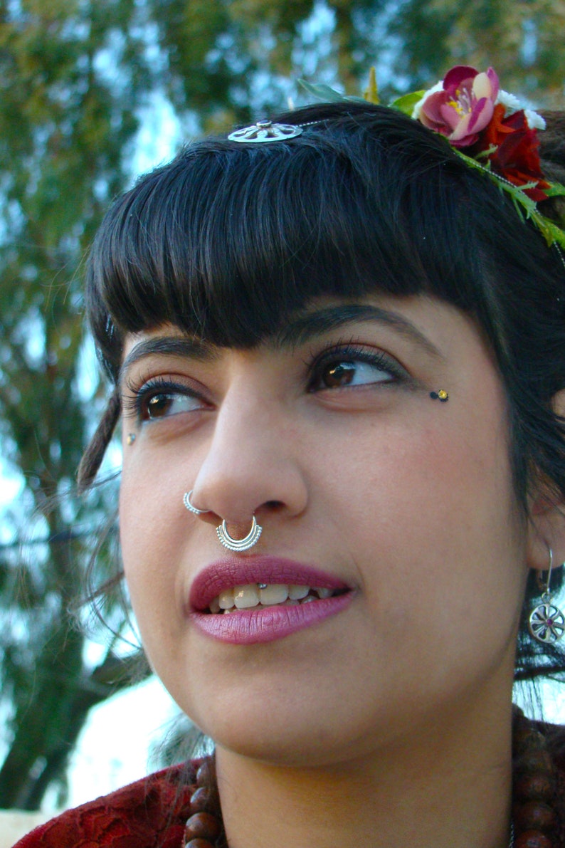 Silver Tribal Nose Ring Big Nose Ring Septum Boho Piercing Indian