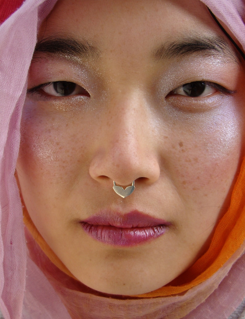 Geometric Heart Septum ,silver Septum, Septum Ring, Piercing, Septum Ring, Tribal Septum, Nose ...