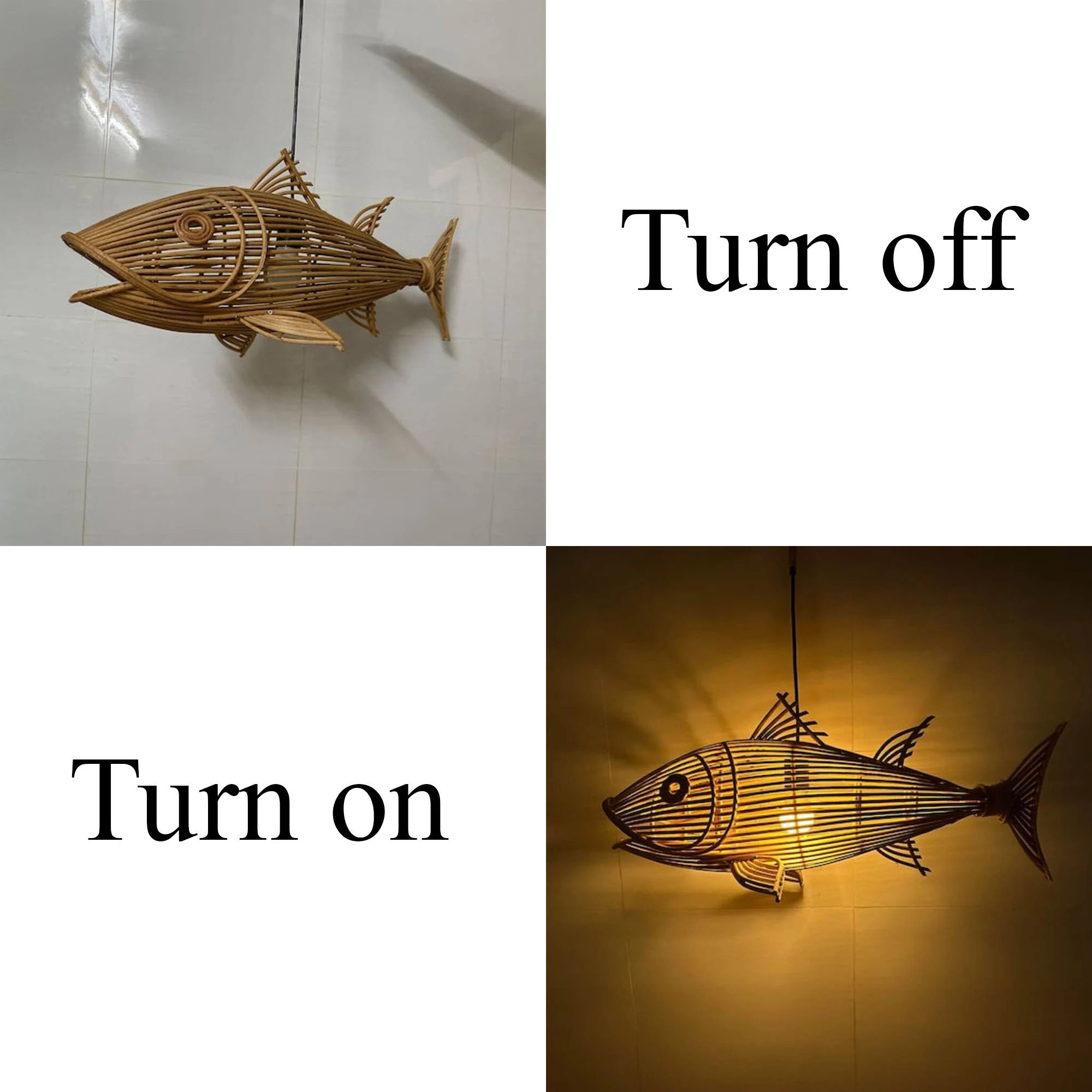 Rare Handmade Fish Pendant Light Modern Chandelier Hanging Lamp Night ...