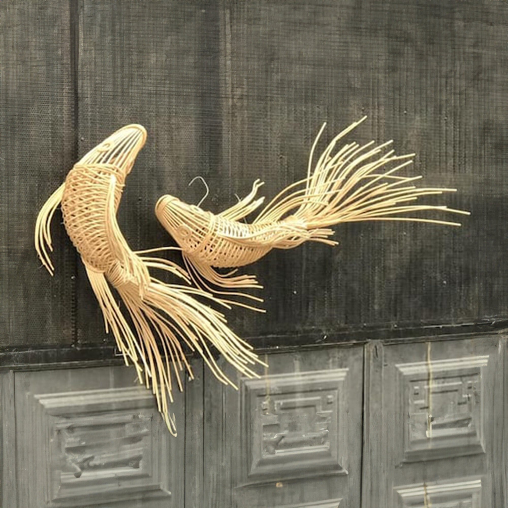 Fish Pendant Light Rattan Chandelier Lighting Hanging Lamp Modern ...