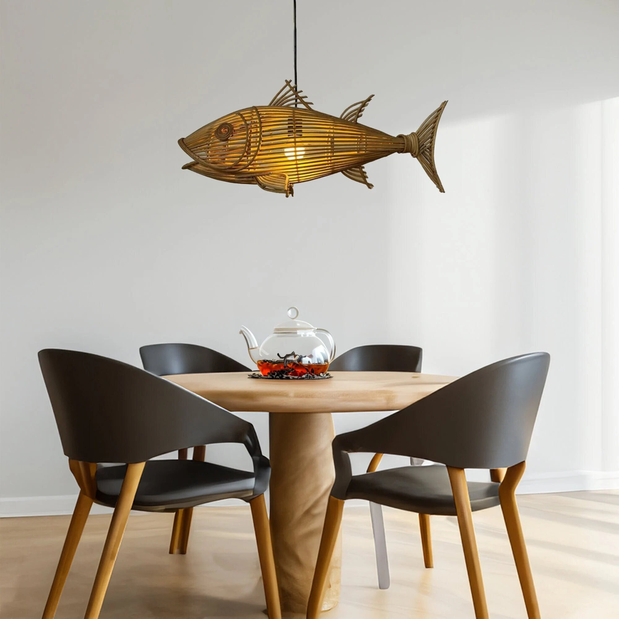 Rare Handmade Fish Pendant Light Modern Chandelier Hanging Lamp Night ...