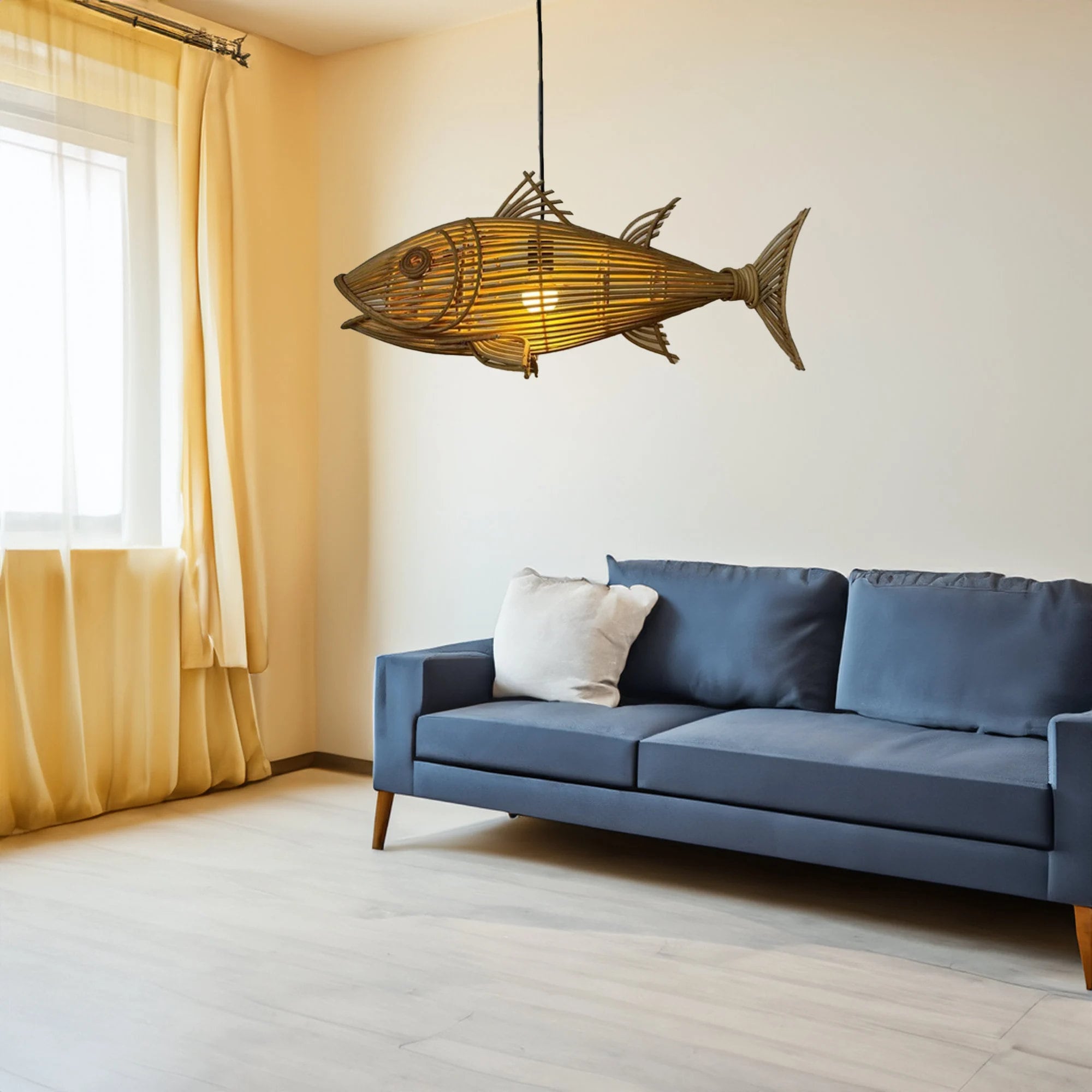 Rare Handmade Fish Pendant Light Modern Chandelier Hanging Lamp Night ...