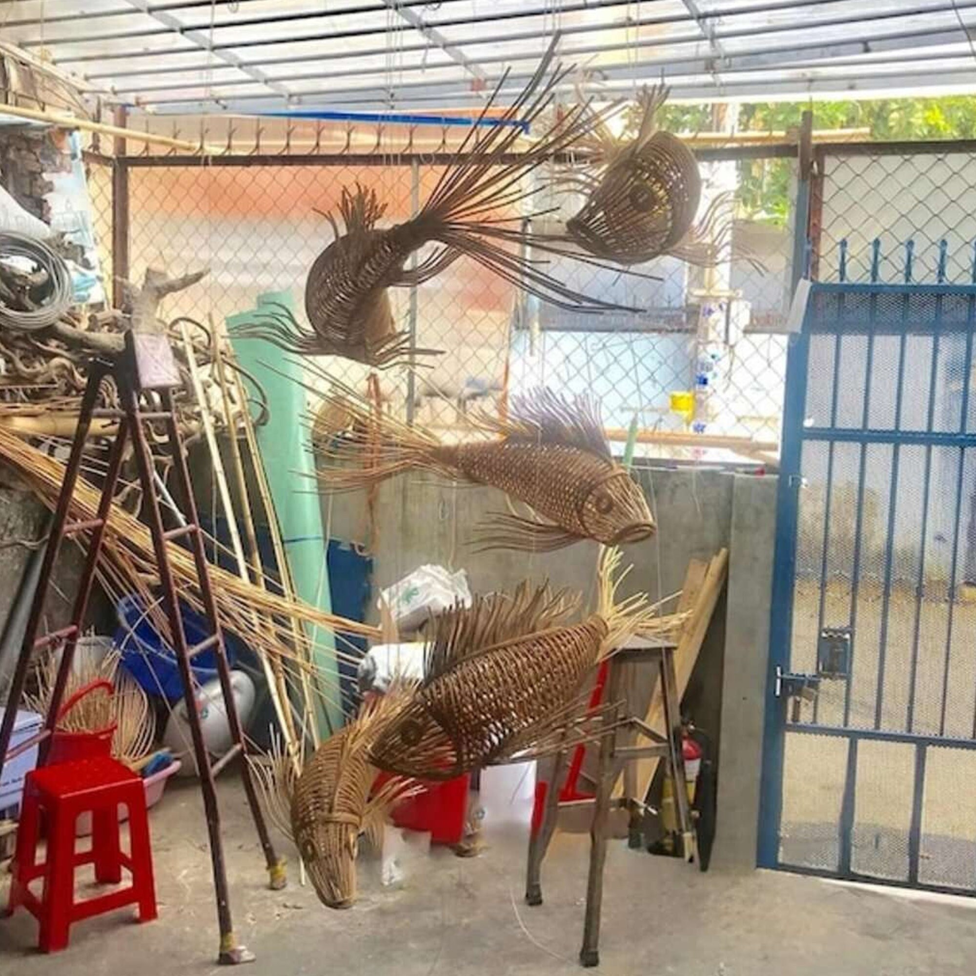 Fish Pendant Light Rattan Chandelier Lighting Hanging Lamp Modern ...