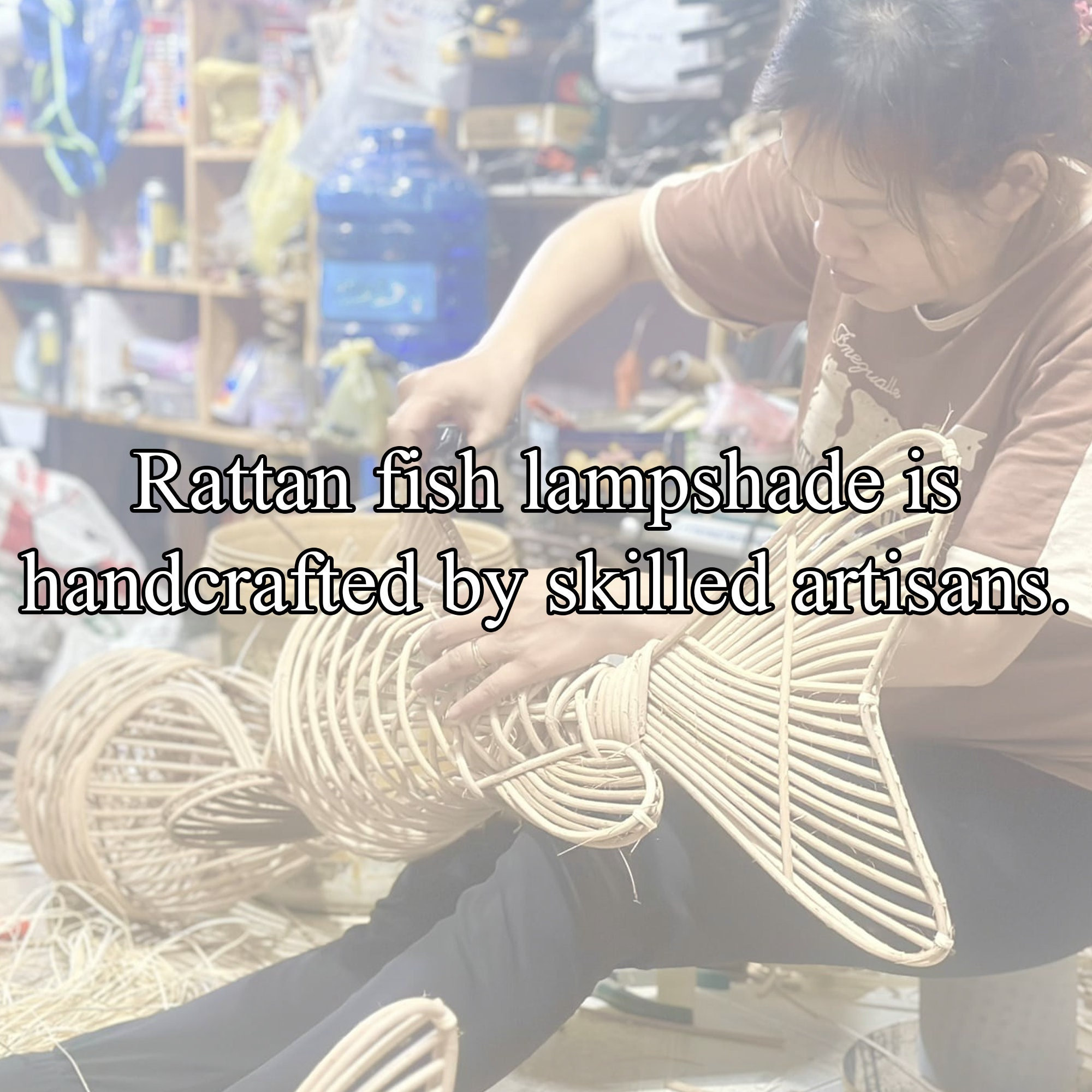 Fish Pendant Light Rattan Chandelier Lighting Hanging Lamp Modern ...