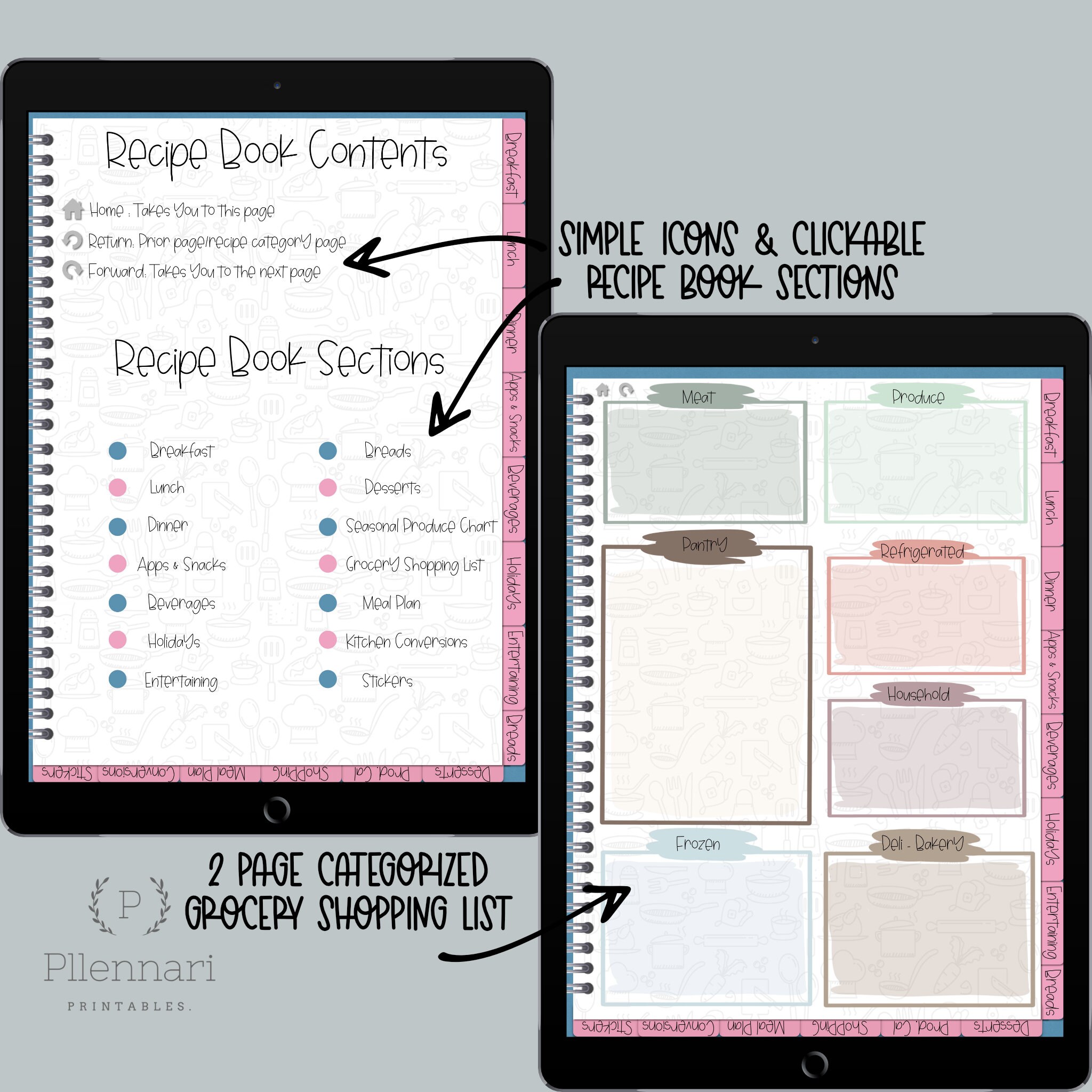 Digital Recipe Book for Goodnotes, Notability, Onenote Hyperlinked Tabs ...
