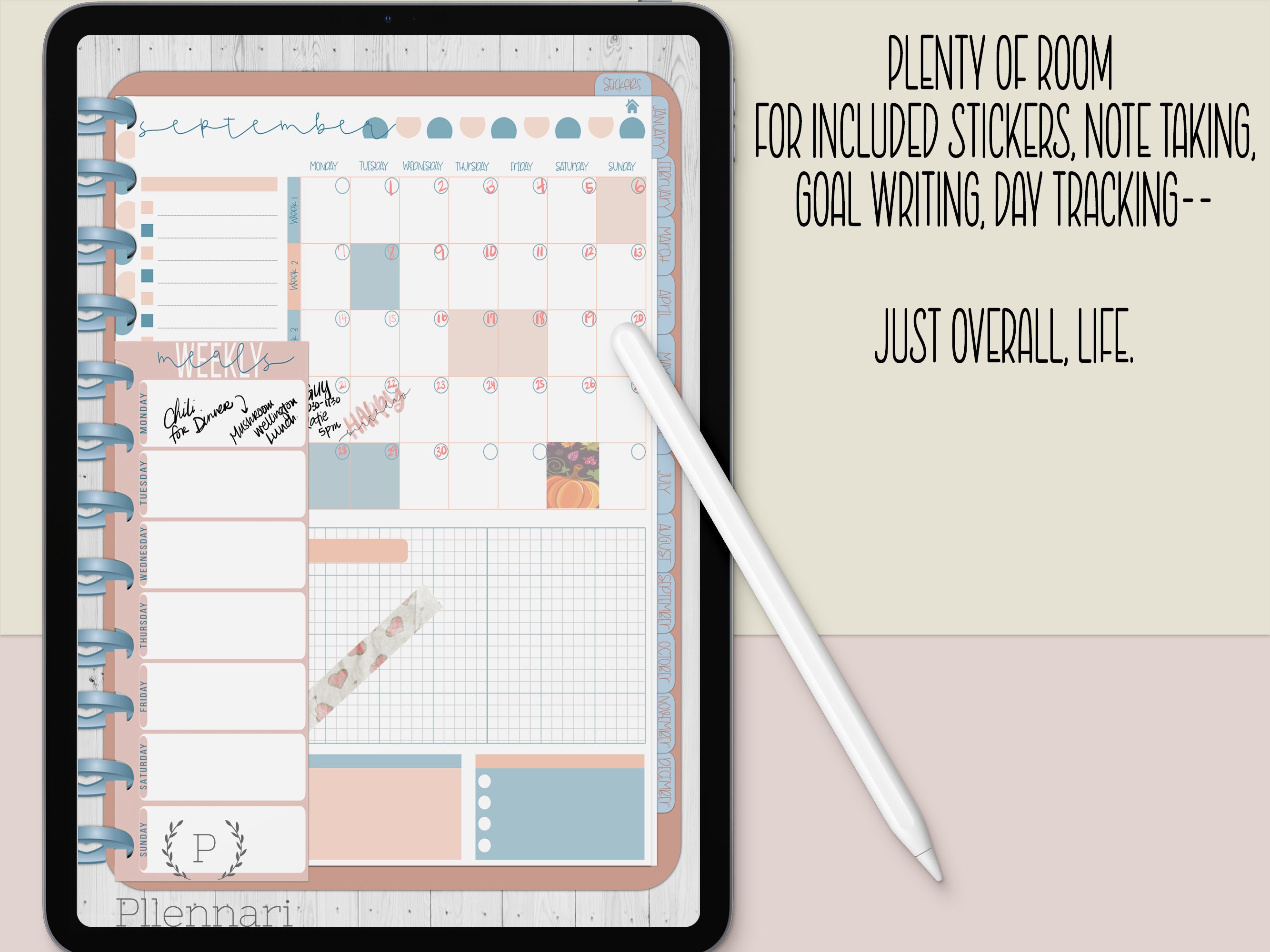 Undated Monthly Goodnotes Planner, iPad Planner, Weekly Notability ...