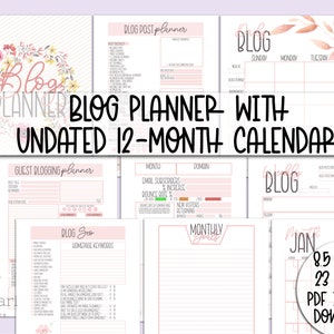 Blog Planner Printable With 12-month Undated Calendar - Etsy