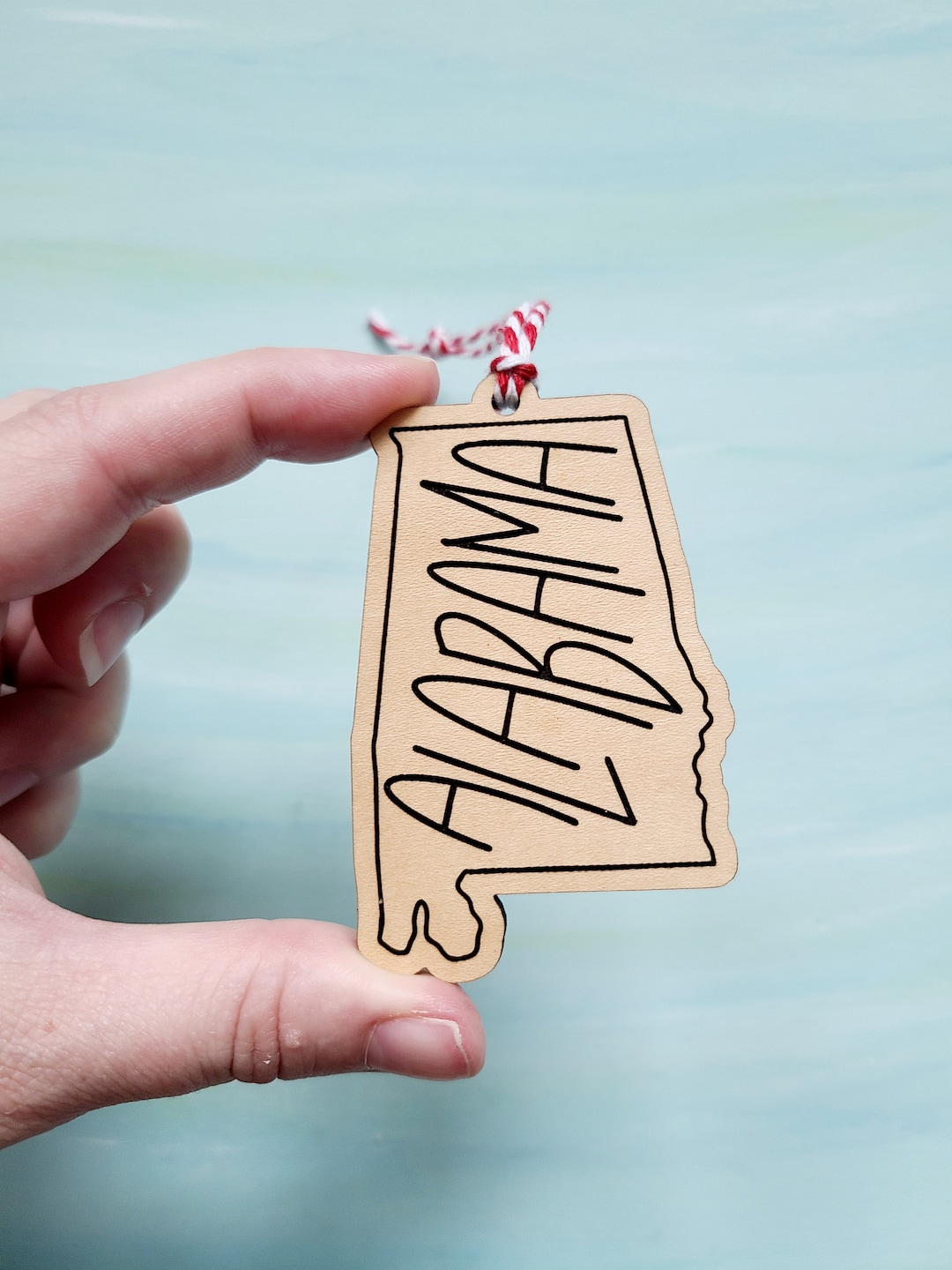 Alabama Ornament, AL Maple Wood Tree Decoration, State Hanging Art ...