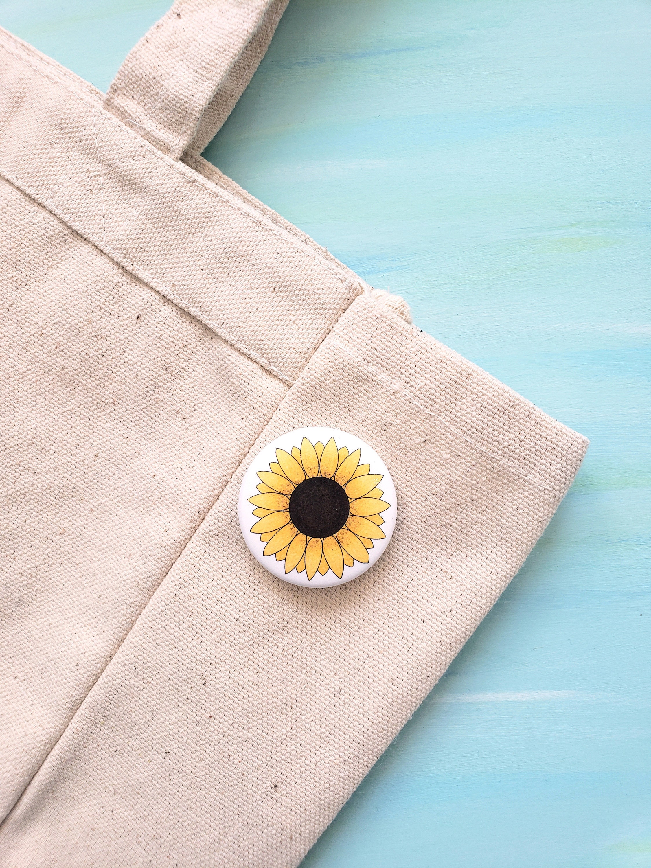 Sunflower Round 1.5 Inch Button Pin, Flower Pinback Badge, Plant Lapel ...