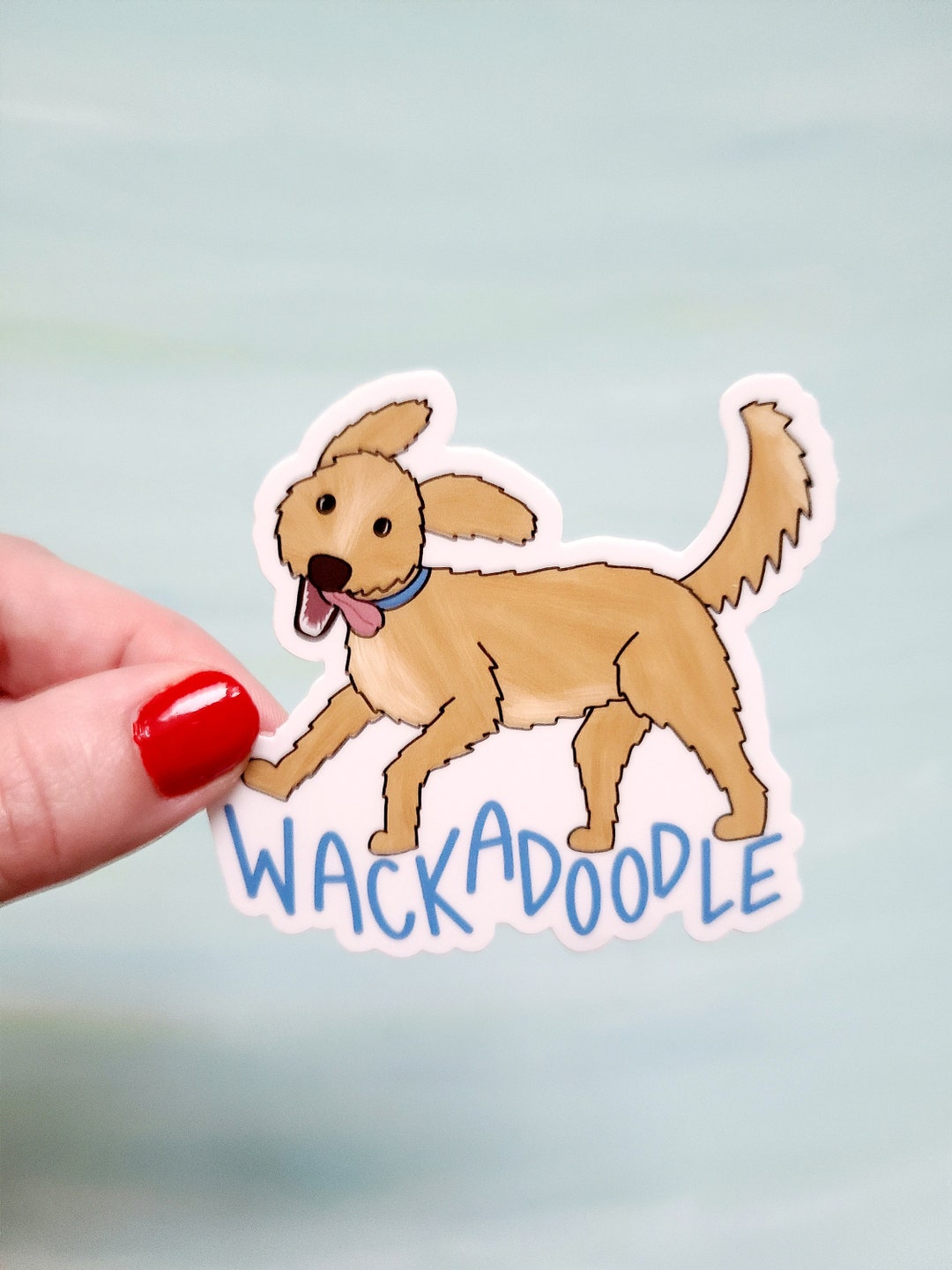 Wackadoodle Golden Doodle Vinyl Sticker, Silly Dog Water Bottle ...